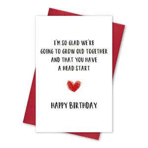 joukfun birthday card for husband, husband bday card, funny b-day card for older husband, humorous birthday card for him, 30th 40th 50th 60th birthday card