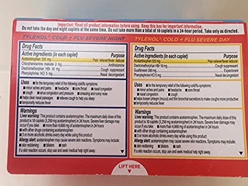 Tylenol Cold + Flu Severe Day & Night Caplets, 72 Caplets