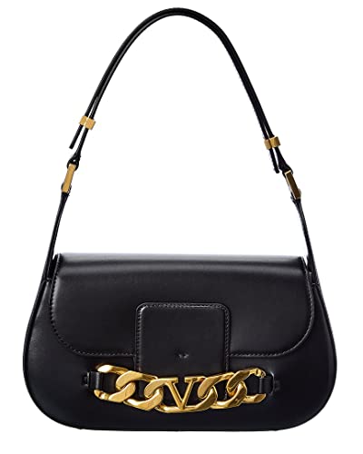 Valentino Vlogo Chain Leather Shoulder Bag, Black