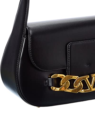 Valentino Vlogo Chain Leather Shoulder Bag, Black