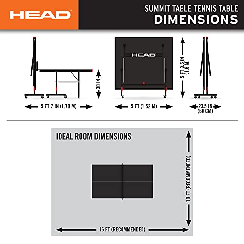 HEAD Summit USA Indoor Table Tennis Table, Competition Grade Net, 10 Minute Easy Set Up – Ping Pong Table with Playback Mode