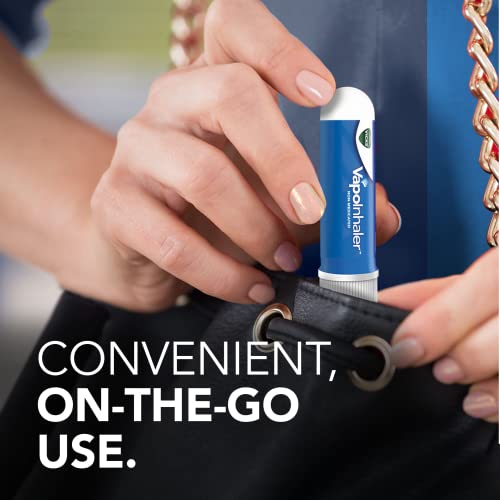 VapoInhaler, On-the-Go Portable Nasal Inhaler, Non-Medicated, With Refreshing Vicks Vapors, Menthol Scent, 3 Scented Sticks