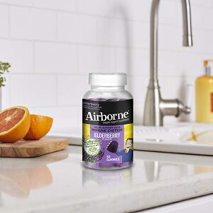 Airborne Elderberry + Zinc & Vitamin C Gummies For Adults, Immune Support Vitamin D & Zinc Gummies With Powerful Antioxidant Vitamins C D & E - 50 Gummies, Elderberry Flavor