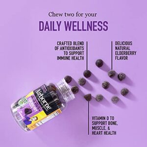 Airborne Elderberry + Zinc & Vitamin C Gummies For Adults, Immune Support Vitamin D & Zinc Gummies With Powerful Antioxidant Vitamins C D & E - 50 Gummies, Elderberry Flavor