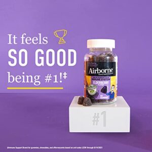 Airborne Elderberry + Zinc & Vitamin C Gummies For Adults, Immune Support Vitamin D & Zinc Gummies With Powerful Antioxidant Vitamins C D & E - 50 Gummies, Elderberry Flavor