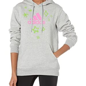 adidas Women's Girls on The Run Graphic Hoodie, Medium Grey Heather, Large