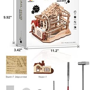 MIEBELY Electrical 3D Wooden Puzzles Craft Toys DIY Marble Run Model Building Kits Block Toys W/Motor, Mechanical Gear Engineering Kit Home Decor Hobbies Idea Valentines Day Gifts for Him Adults Teens