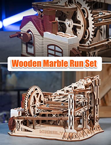 MIEBELY Electrical 3D Wooden Puzzles Craft Toys DIY Marble Run Model Building Kits Block Toys W/Motor, Mechanical Gear Engineering Kit Home Decor Hobbies Idea Valentines Day Gifts for Him Adults Teens