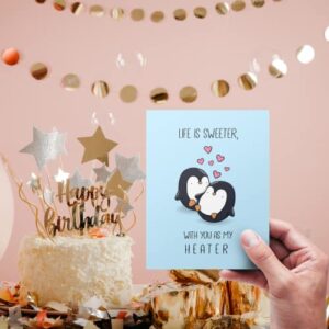 ALY LOU Funny Anniversary Card Birthday Card for Her Him / Husband Boyfriend / Girlfriend Wife / Sarcastic Greeting Card (Life Is Sweeter With You As My Heater)