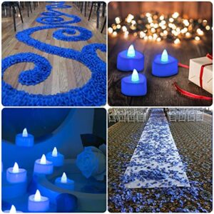 Blue Rose Petals for Romantic Night for him Set, Cridoz 2000 Pieces Artificial Rose Petals with 24 Pieces Blue Flameless LED Candles for Decoration Wedding Party Valentine's Day(Blue)