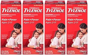 tylenol children’s pain & fever relief, cherry blast liquid, 4 oz (pack of 4)