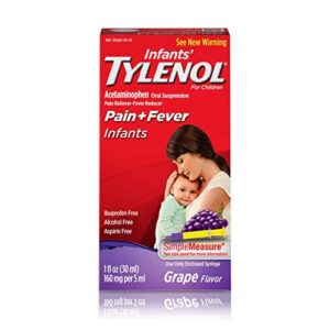 tylenol infants pain and fever reliever, oral suspension, grape flavor, 1 ounce (pack of 1)