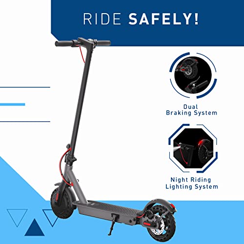 Hiboy S2 Electric Scooter - 8.5" Solid Tires - Up to 17 Miles Long-Range & 19 MPH Portable Folding Commuting Scooter for Adults with Double Braking System and App (S2)