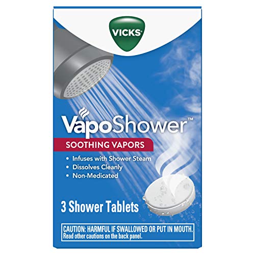 Vicks VapoShower, Shower Tablet, Shower Bomb, Aromatherapy Vapors, Eucaplytus & Menthol, Soothing Non-medicated Vapor Steam, 3ct