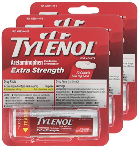 TYLENOL Extra Strength Caplets 10 ea (Pack of 3)