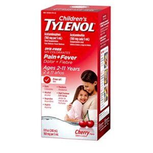 Tylenol Children's Pain + Fever Medicine with Acetaminophen, Dye-Free, Cherry, 8 Fl. Oz