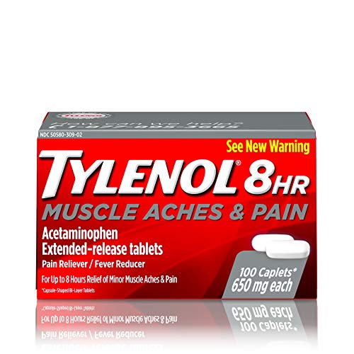 Tylenol 8 Hour Muscle Aches & Pain Acetaminophen Tablets for Muscle & Joint Pain, 100 ct