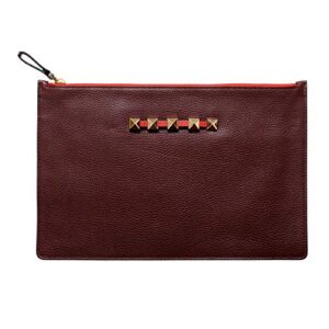 valentino 100% leather multi-color women’s rockstud clutch bag