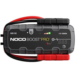 noco boost pro gb150 3000 amp 12-volt ultrasafe lithium jump starter box, car battery booster pack, portable power bank charger, and jumper cables for up to 9-liter gasoline and 7-liter diesel engines