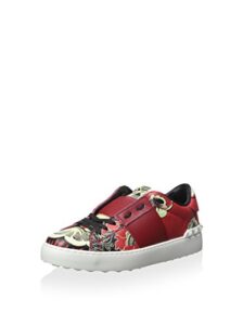 valentino women’s printed low cut sneaker, red/ivory/black, 38 m eu/8 m us