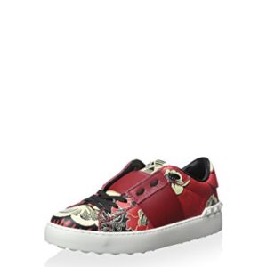 Valentino Women's Printed Low Cut Sneaker, Red/Ivory/Black, 38 M EU/8 M US