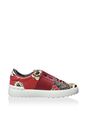 Valentino Women's Printed Low Cut Sneaker, Red/Ivory/Black, 38 M EU/8 M US