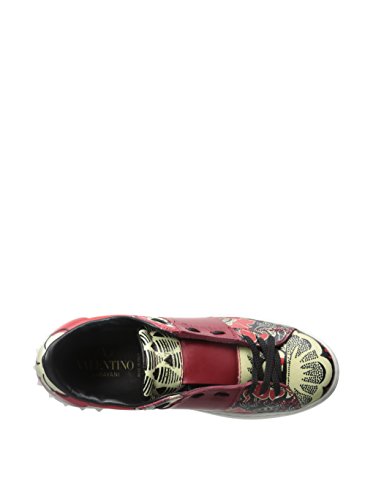 Valentino Women's Printed Low Cut Sneaker, Red/Ivory/Black, 38 M EU/8 M US