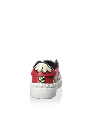 Valentino Women's Printed Low Cut Sneaker, Red/Ivory/Black, 38 M EU/8 M US