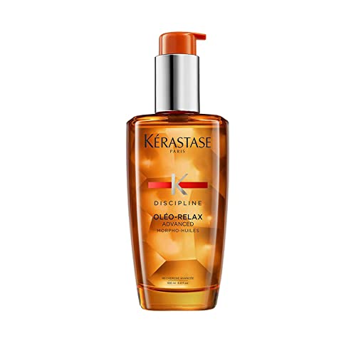 KERASTASE Discipline Oleo-Relax Advanced Hair Oil | Anti-Frizz Daily Conditioning & Calming Treatment | Moisturizes Dry and Damaged Hair | With Coconut Oil | For Voluminous & Unruly Hair | 3.4 Fl Oz