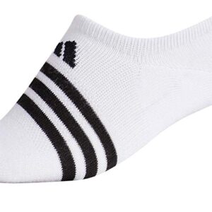 adidas womens Superlite Super No Show Socks (6-Pair), White/Cool Light Heather/Black, Medium