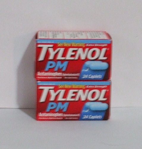 (PACK OF 2) Tylenol PM Extra Strength Caplets, 24 Count EACH