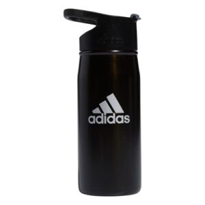 adidas 450 ml (16 oz) metal water bottle tumbler with flip top lid for coffee & tea, black/onix grey, one size