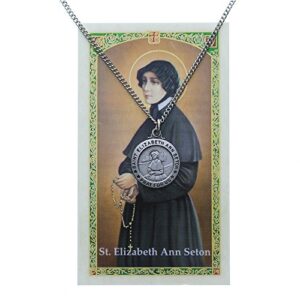 pewter st. elizabeth ann seton medal with prayer card