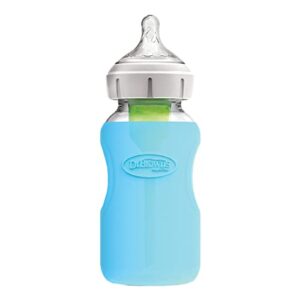 Dr. Brown’s Natural Flow® Options+™ Glass Baby Bottle Sleeves, 100% Silicone, 9 oz, Wide-Neck, Blue (Pack of 2)