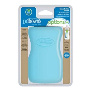 Dr. Brown’s Natural Flow® Options+™ Glass Baby Bottle Sleeves, 100% Silicone, 9 oz, Wide-Neck, Blue (Pack of 2)