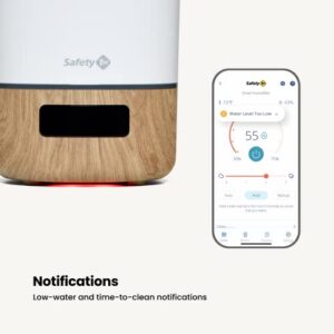 Safety 1st Connected Smart Humidifier — 1 Gallon (3.8L) Tank Size, Cool Mist Humidifier with Hygrometer and Nightlight, and Whisper Quiet for Baby Bedroom, Nursery, iOS and Android Compatible