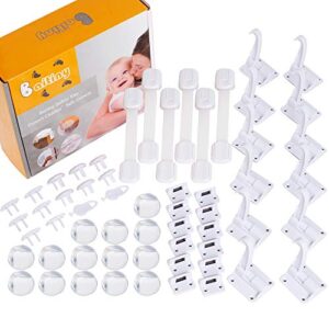 baby safety kit, 58 packs baby proofing essentials kit child safety appliance with cabinet locks, corner guards and outlet covers – all-in-one super value child safety kit