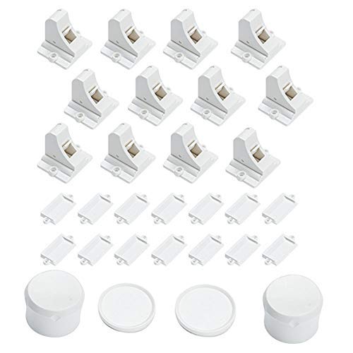 Vmaisi Adhesive Magnetic Cabinet Locks (12 Locks and 2 Keys)