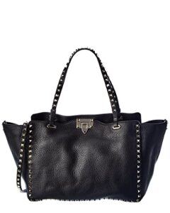 valentino rockstud medium grainy leather tote