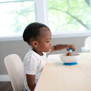 Dr. Brown’s Designed to Nourish Soft-Grip Spoon and Fork Set, Blue & White and No-Slip Strong Suction Bowl for Babies and Toddlers, BPA Free, 2 Pack