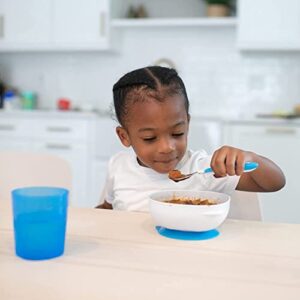 Dr. Brown’s Designed to Nourish Soft-Grip Spoon and Fork Set, Blue & White and No-Slip Strong Suction Bowl for Babies and Toddlers, BPA Free, 2 Pack