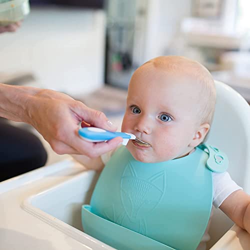 Dr. Brown’s Designed to Nourish Soft-Grip Spoon and Fork Set, Blue & White and No-Slip Strong Suction Bowl for Babies and Toddlers, BPA Free, 2 Pack