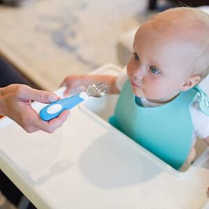 Dr. Brown’s Designed to Nourish Soft-Grip Spoon and Fork Set, Blue & White and No-Slip Strong Suction Bowl for Babies and Toddlers, BPA Free, 2 Pack