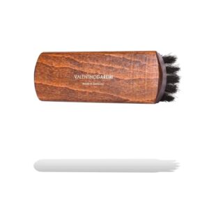 Valentino Garemi Shoe Polishing Brush Set | All Leather Footwear | Classic & Traditional Shine Polish Buffing | Genuine Horsehair Bristles Wood Handle Made in Germany