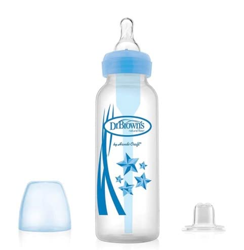 DR. Brown's Options Baby Bottles, 2-in-1 Transition KIT, Single, Blue, 8 Ounce