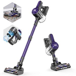 cordless vacuum cleaner, cordless vacuum with 20kpa super suction, 80000 rpm high-speed brushless motor, 5 stages high efficiency filtration, up to 30 mins runtime vacuum cleaner for hardwood