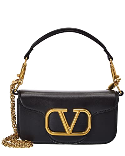 Valentino Vlogo Loco Small Leather Shoulder Bag, Black