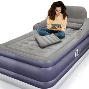 A-ER-FA Twin XL Size Air Mattress with Headboard , 3 Mins Quick Inflation/Deflation Inflatable Airbed , 20 Inches High Blow Up Bed with Comfortable Flocked Top for Home Guest Travel Camping (Twin XL)