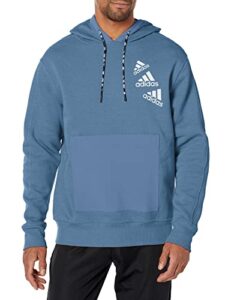 adidas essentials brandlove hoodie, wonder steel/bliss lilac, large