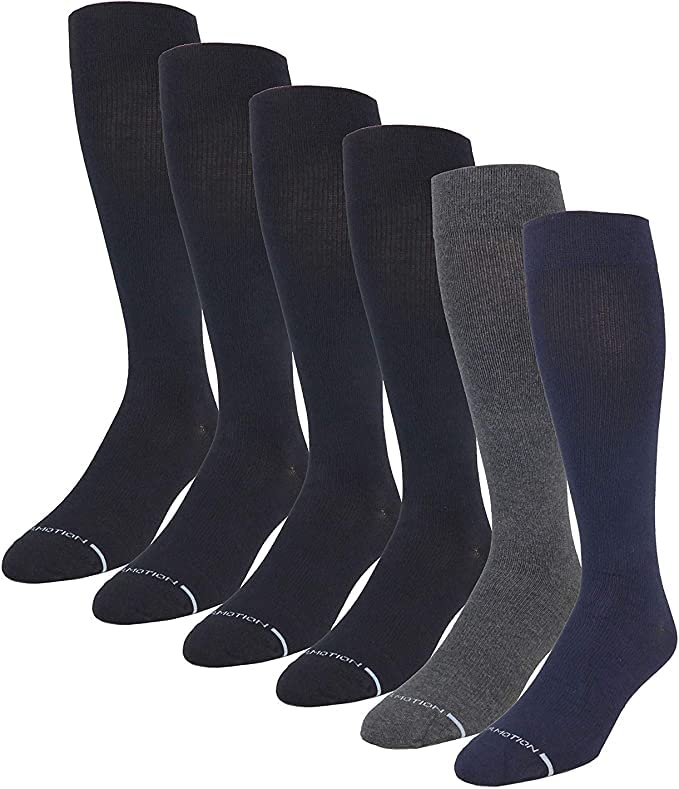 Dr. Motion Men 6 pairs pack everyday compression knee high socks (Assorted Solid Color)